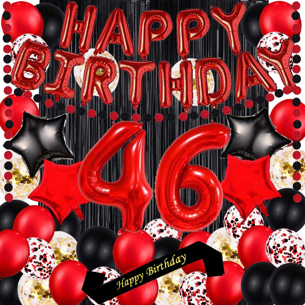Amazon.com: Red 46TH Birthday Party Decorations Supplies Red theme ...