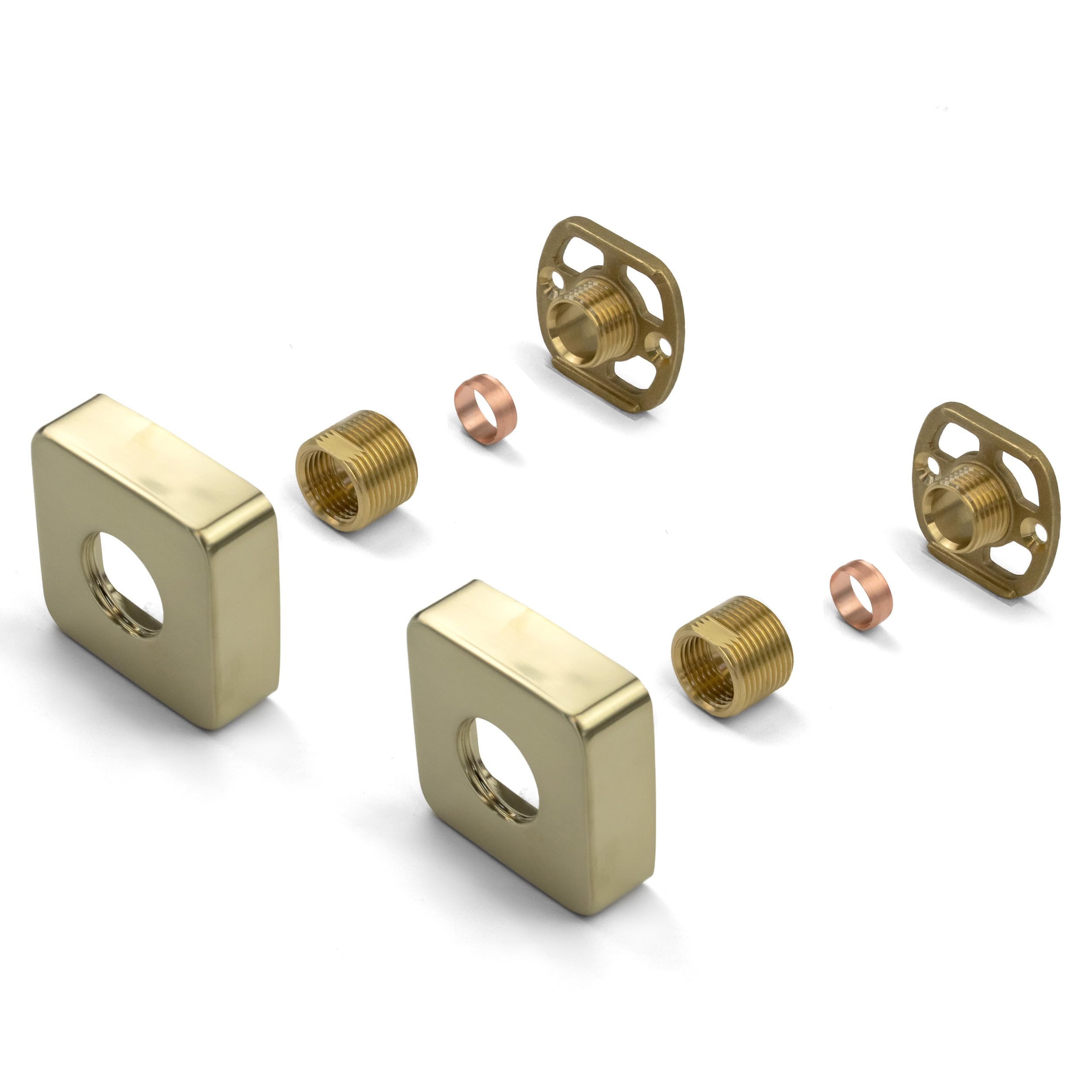 Xcel Home Brushed Gold Square Shower Fixing Kit Plates (Pair) with 3/4 ...
