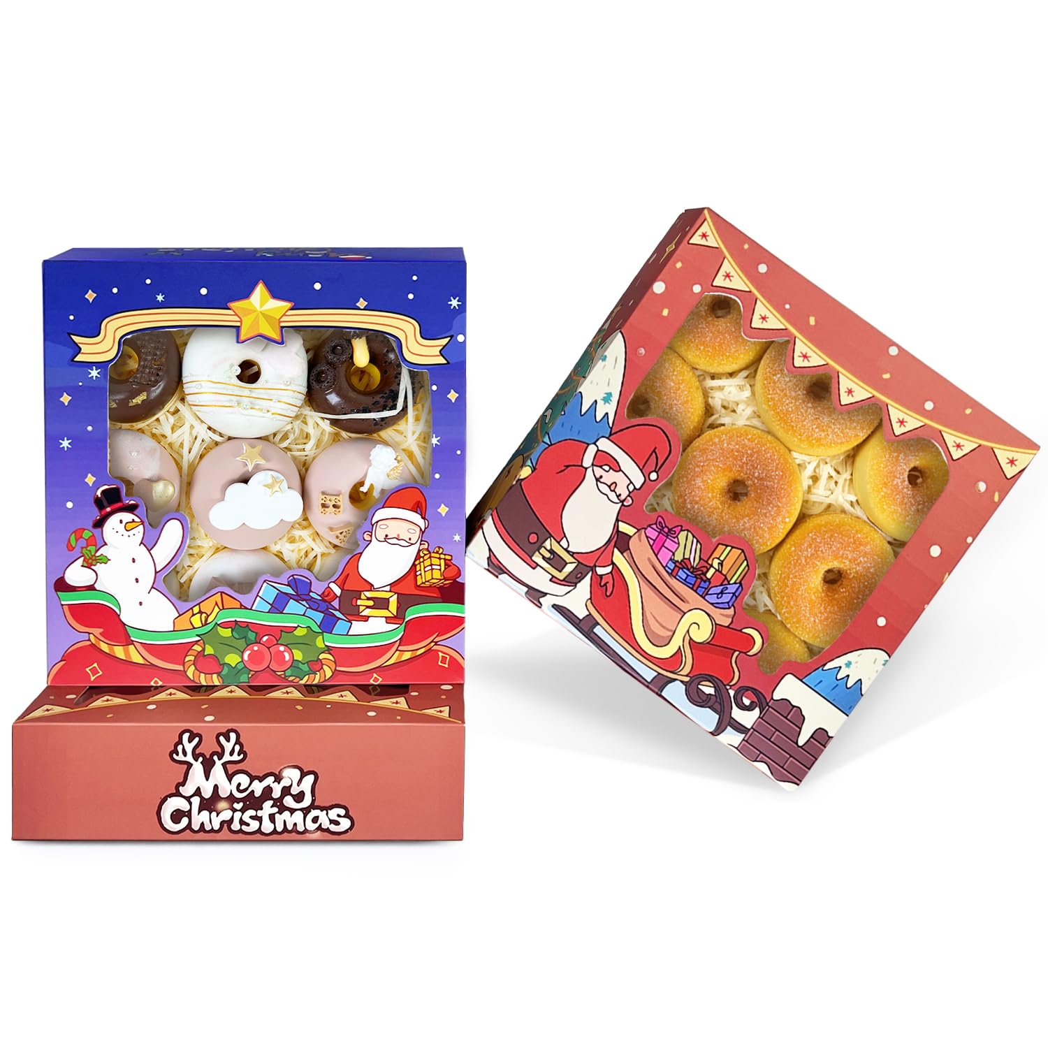 Christmas Bakery Boxes with Window 9x9x2.5 inches Pastry Boxes Mini ...