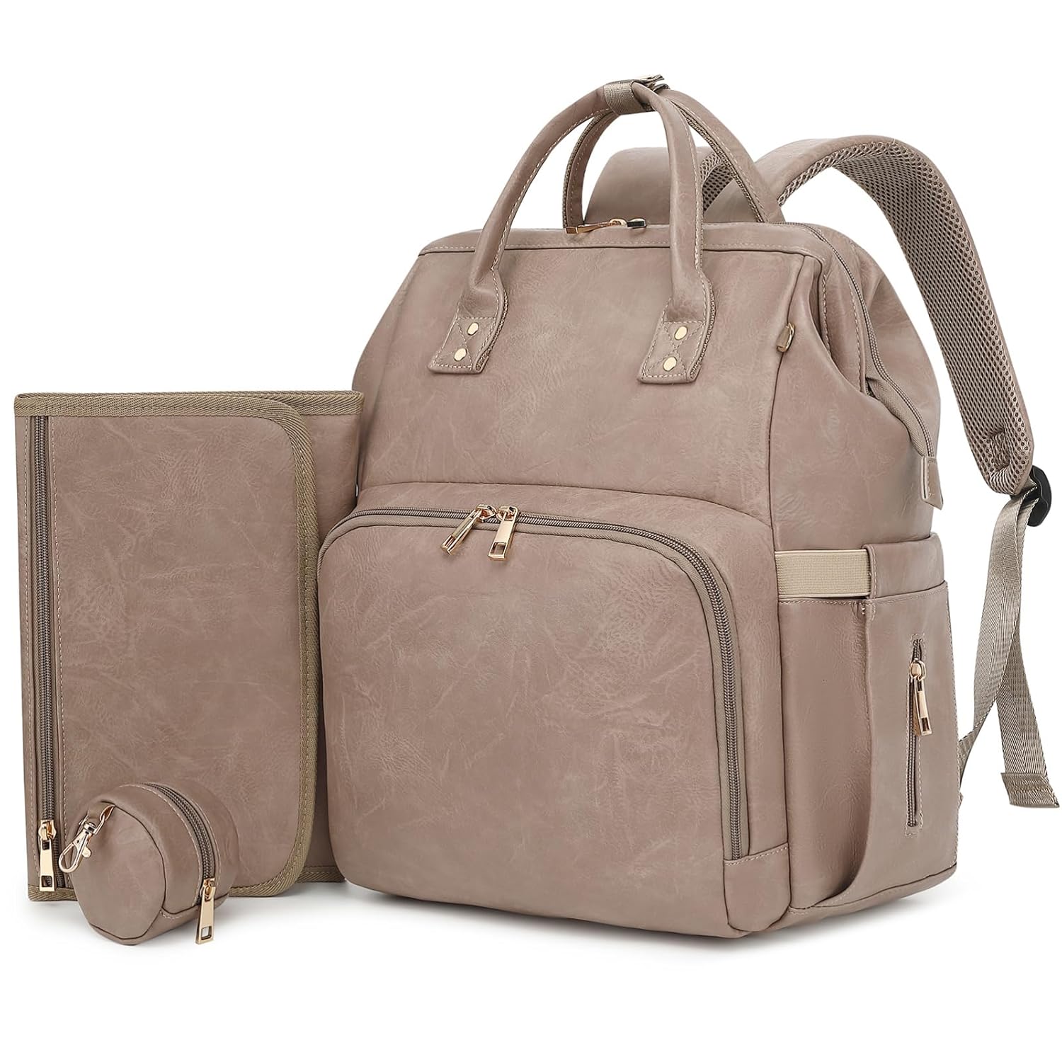 Amazon.com: ROSEGIN Faux Leather Diaper Bag Backpack with Changing Pad ...