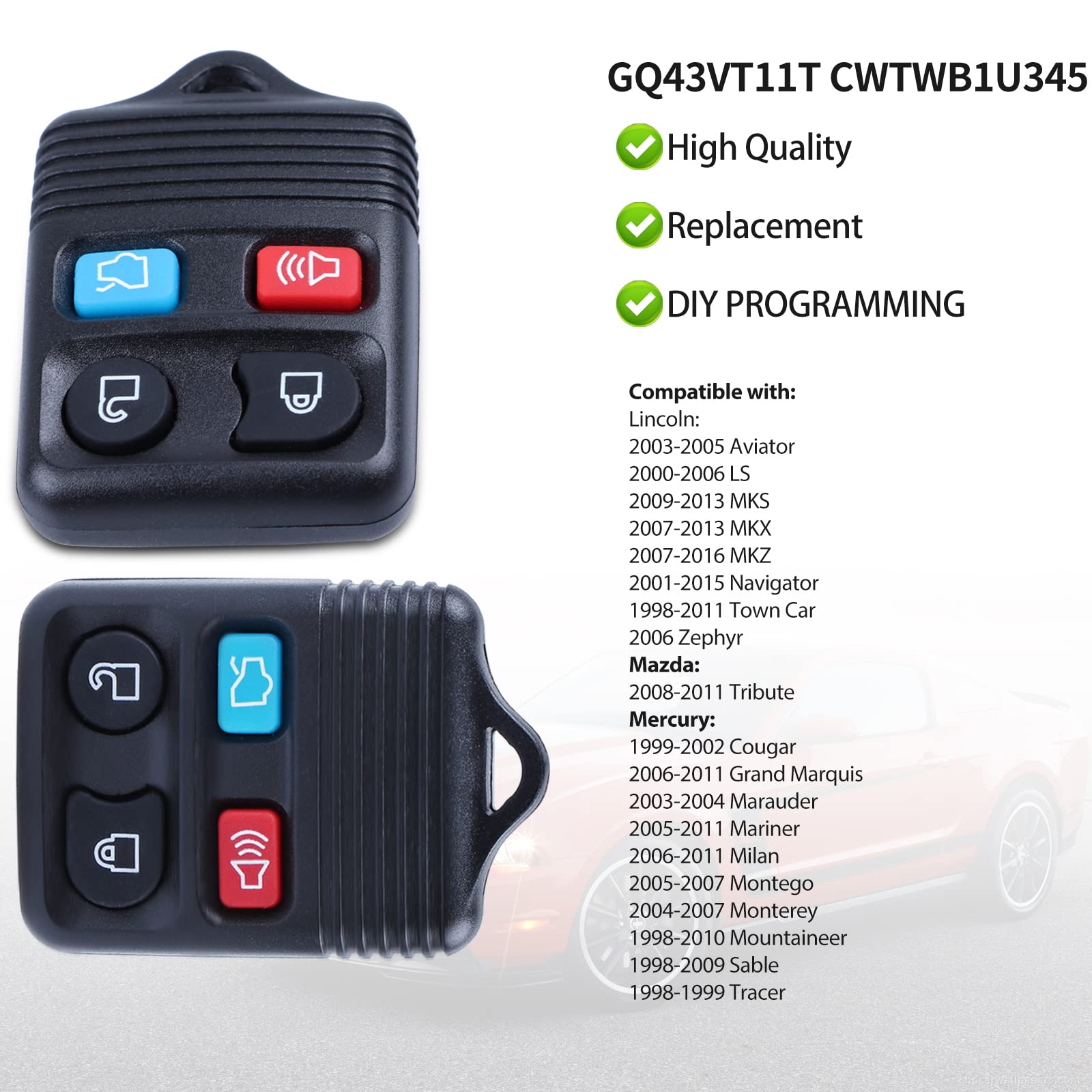 Universal Key Fob Keyless Entry REPLACEMENT Key Remote Fob Clicker ...