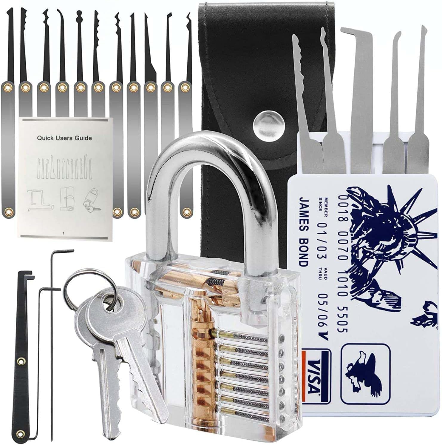 Puybiekh Padlock Lock Set with Keys Outdoor Pick Solid Brass Keyed ...