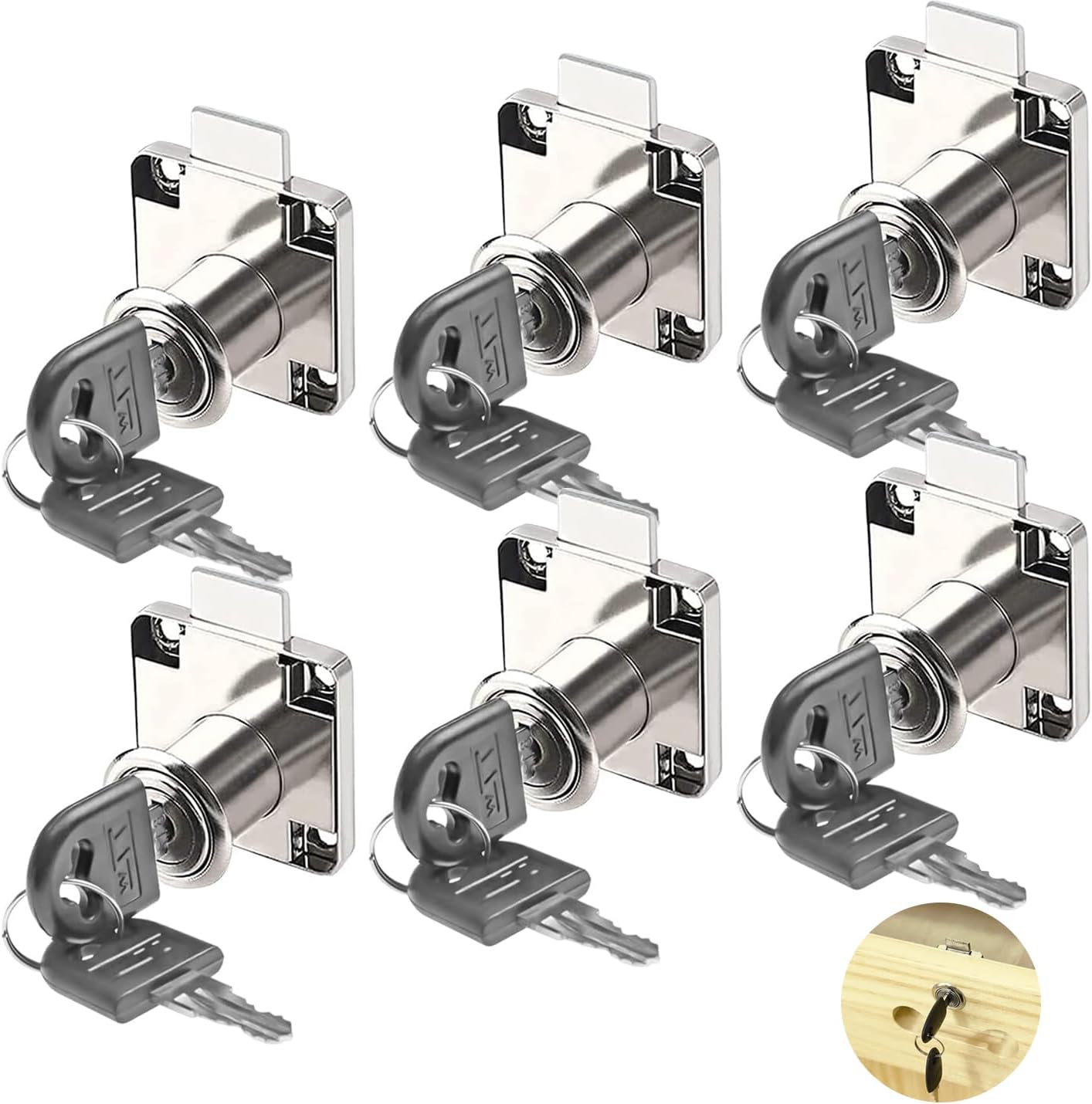 MUXHEL 6er-Set Schrankschloss, 20mm Möbelschloß, Schrankschloss mit ...