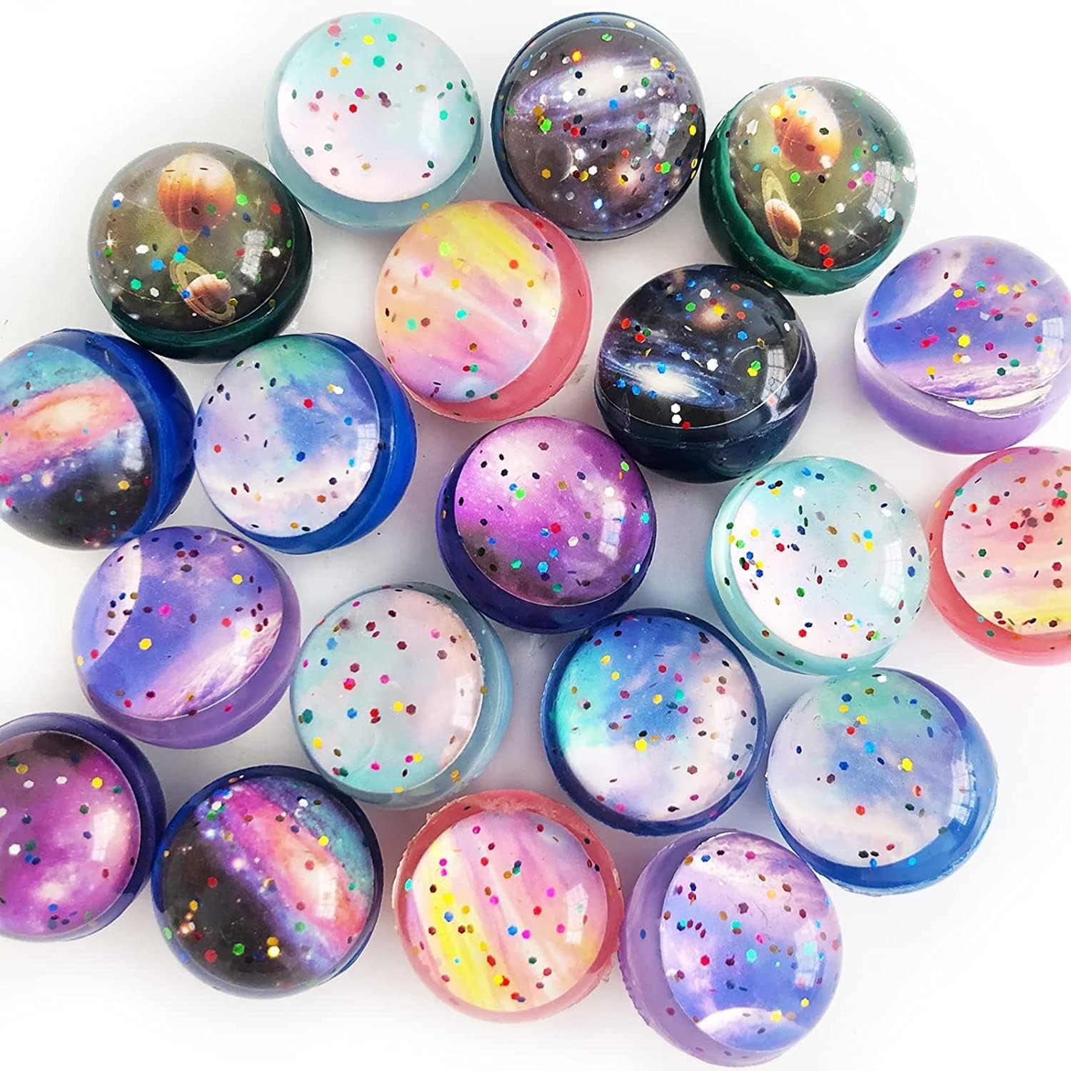coclux 20 Pieces Bouncy Balls,32 mm Space Theme Bounce Rubber Balls ...