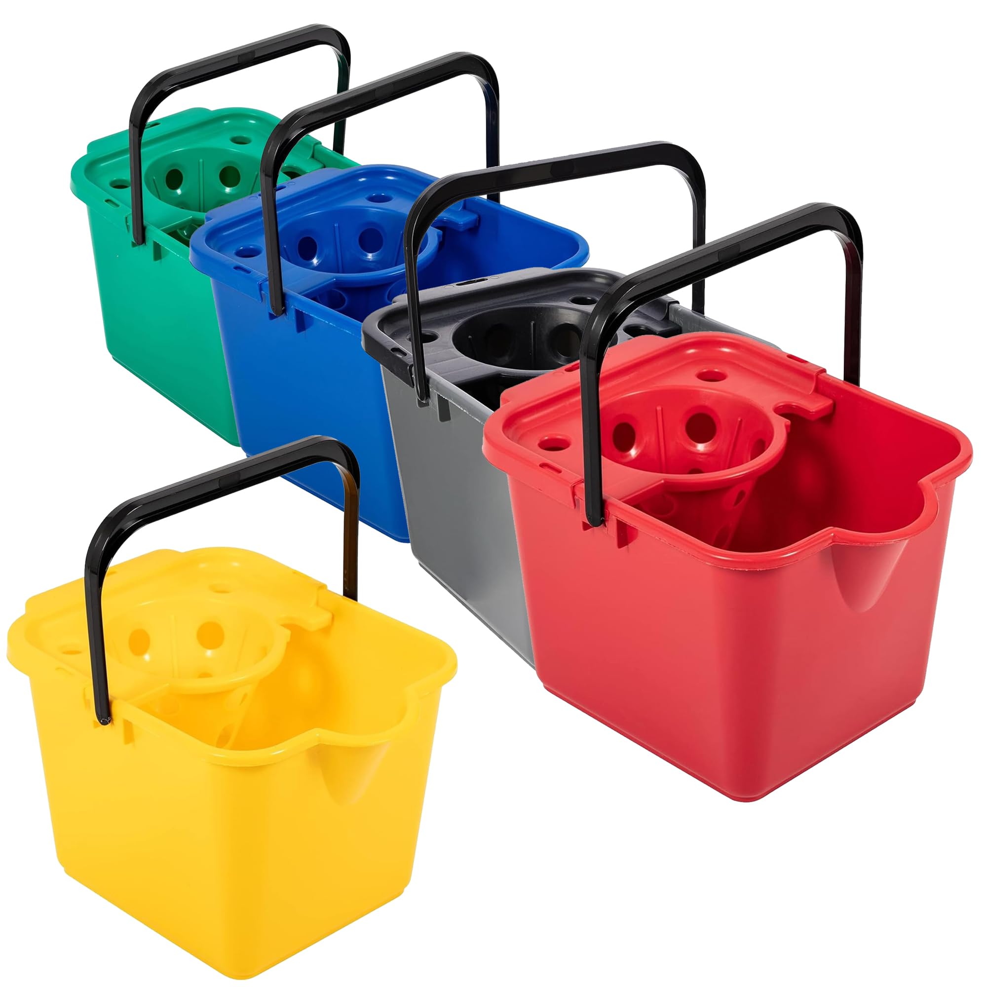 12L Plastic Mop Buckets For Cleaning Hard Floors Green Blue Red Yellow ...