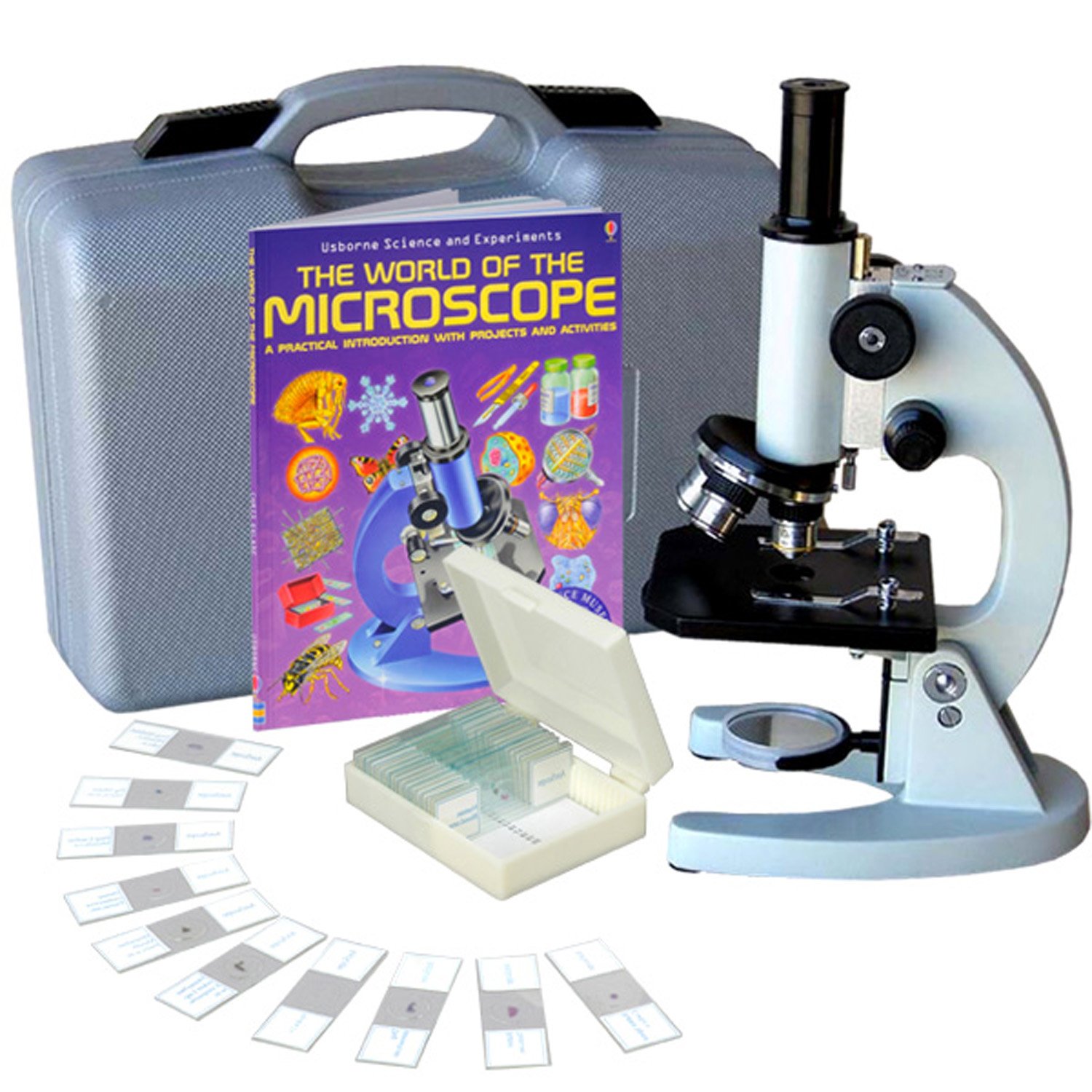 WF10x WF20x Eyepieces AmScope M60C Beginner Compound Microscope Kit ...