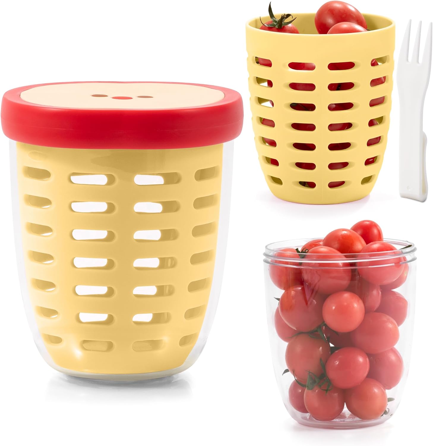 Amazon.com: Li&Zhao Salad Cups with Lids and Fork - Salad Shaker ...
