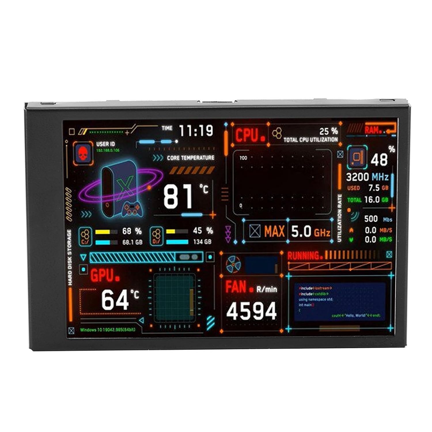 Amazon.com: PC Temperature Display, Professional Dimmable Dual USB Port ...