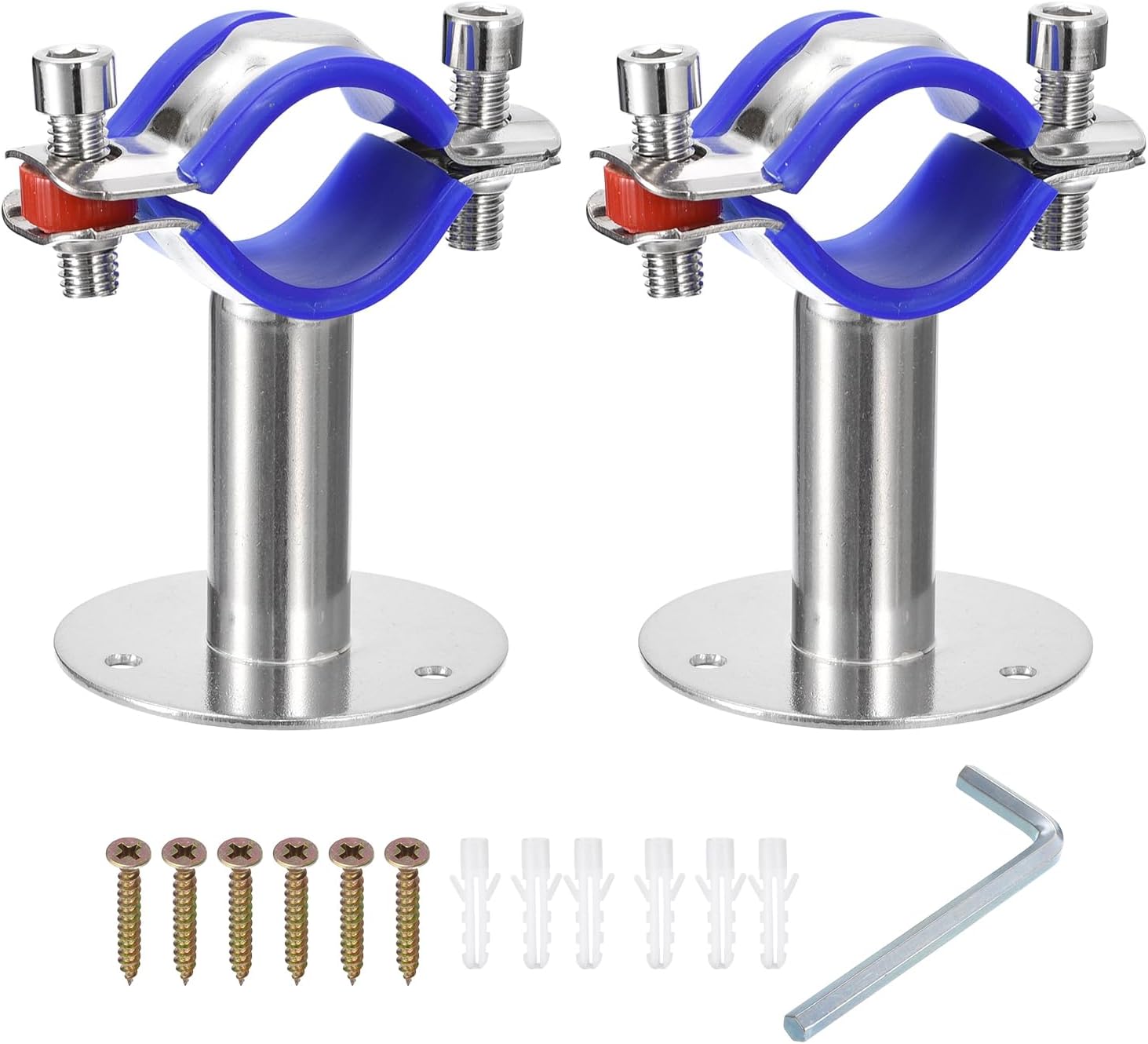 uxcell 2Pcs Stainless Steel Pipe Supports Wall Mount Ceiling Mount Pipe ...