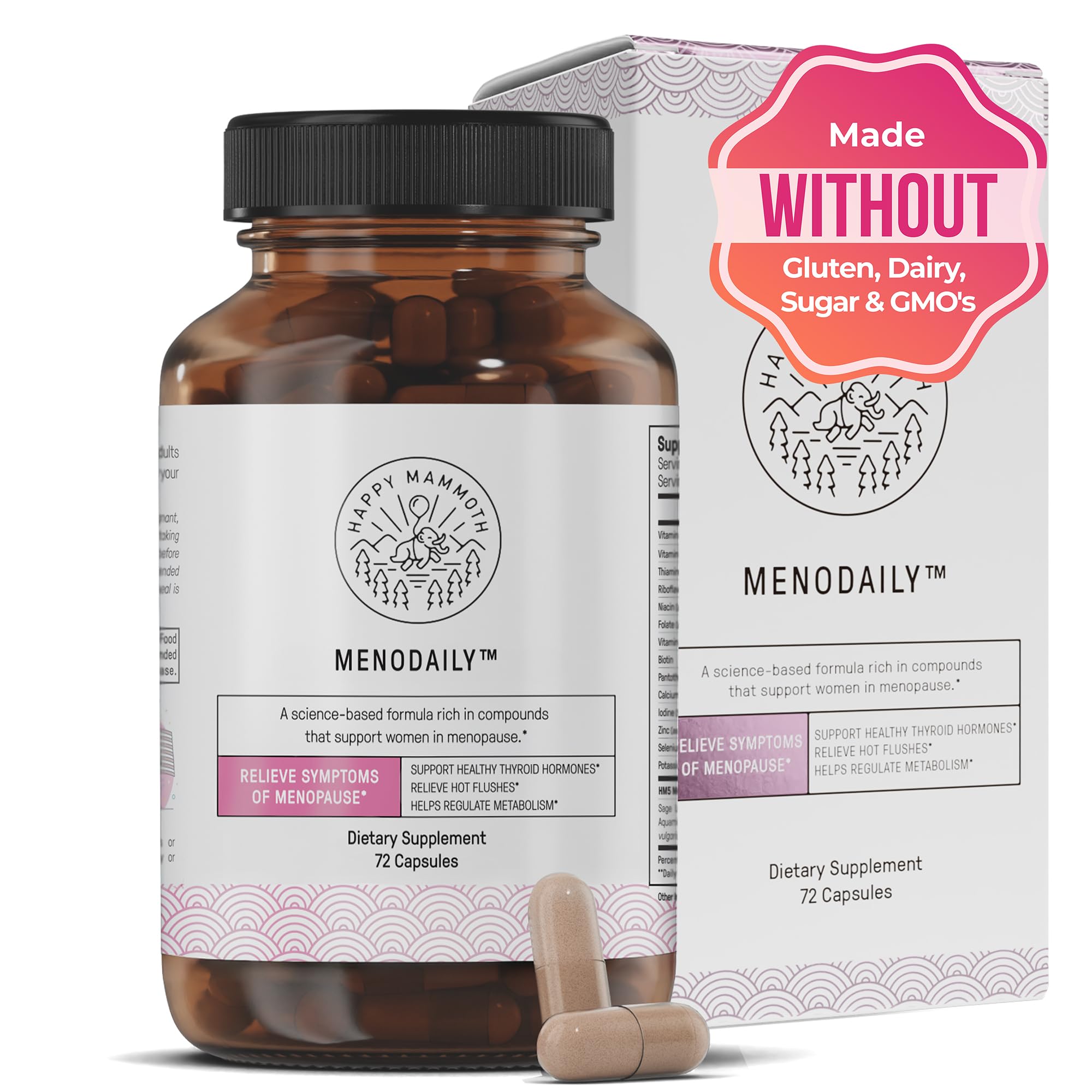 Amazon.com: Happy Mammoth Meno Daily Menopause Vitamins & Supplements for Women, Boost ...