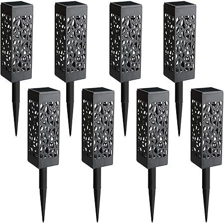 HOME ZONE Security 8 Pack Solar Outdoor Pathway LED Lights, Charging by ...