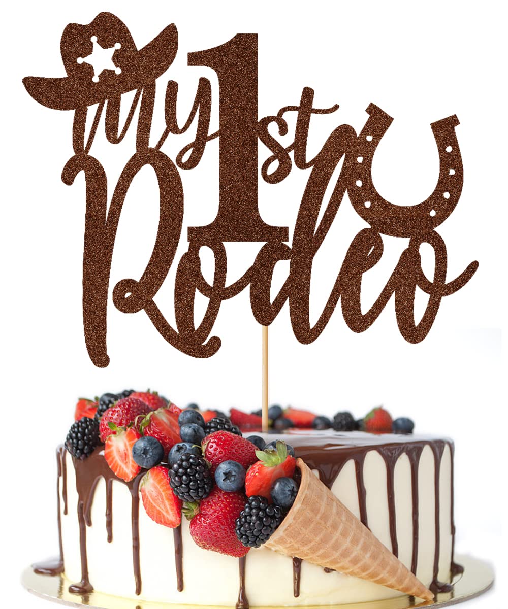 Amazon.com: Crseniny My 1st Rodeo Cake Topper, First Birthday Cake ...