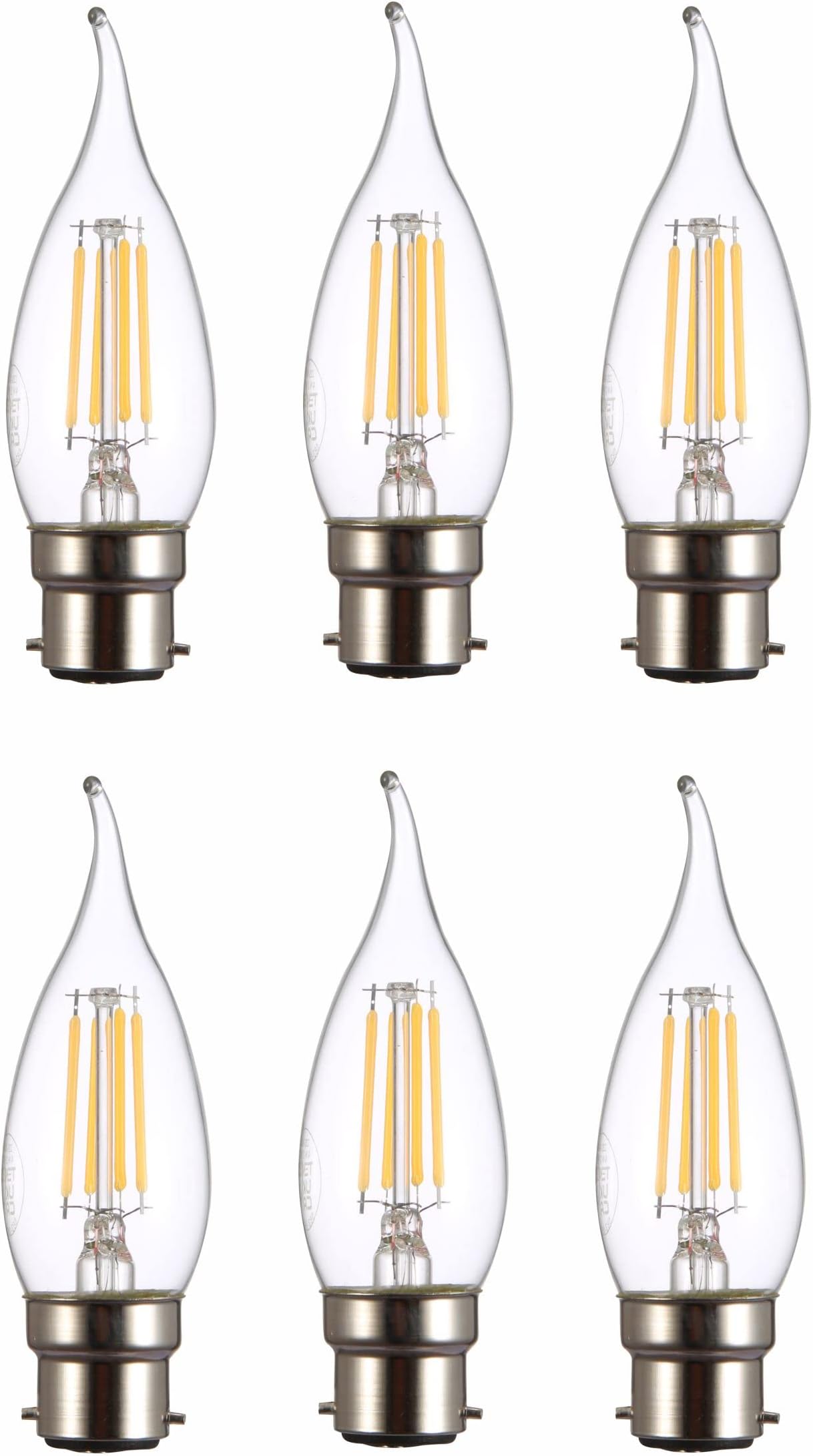 TEKLED® C35 Tail Filament Vintage LED Bulbs | Flame Tip B22 Bayonet Cap ...