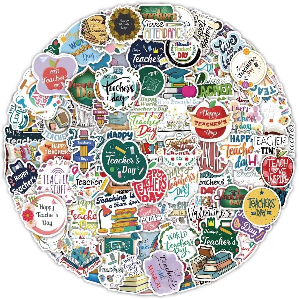 Amazon.com: Teacher Stickers, Aesthetic Teachers Day Gift Card Vinyl ...