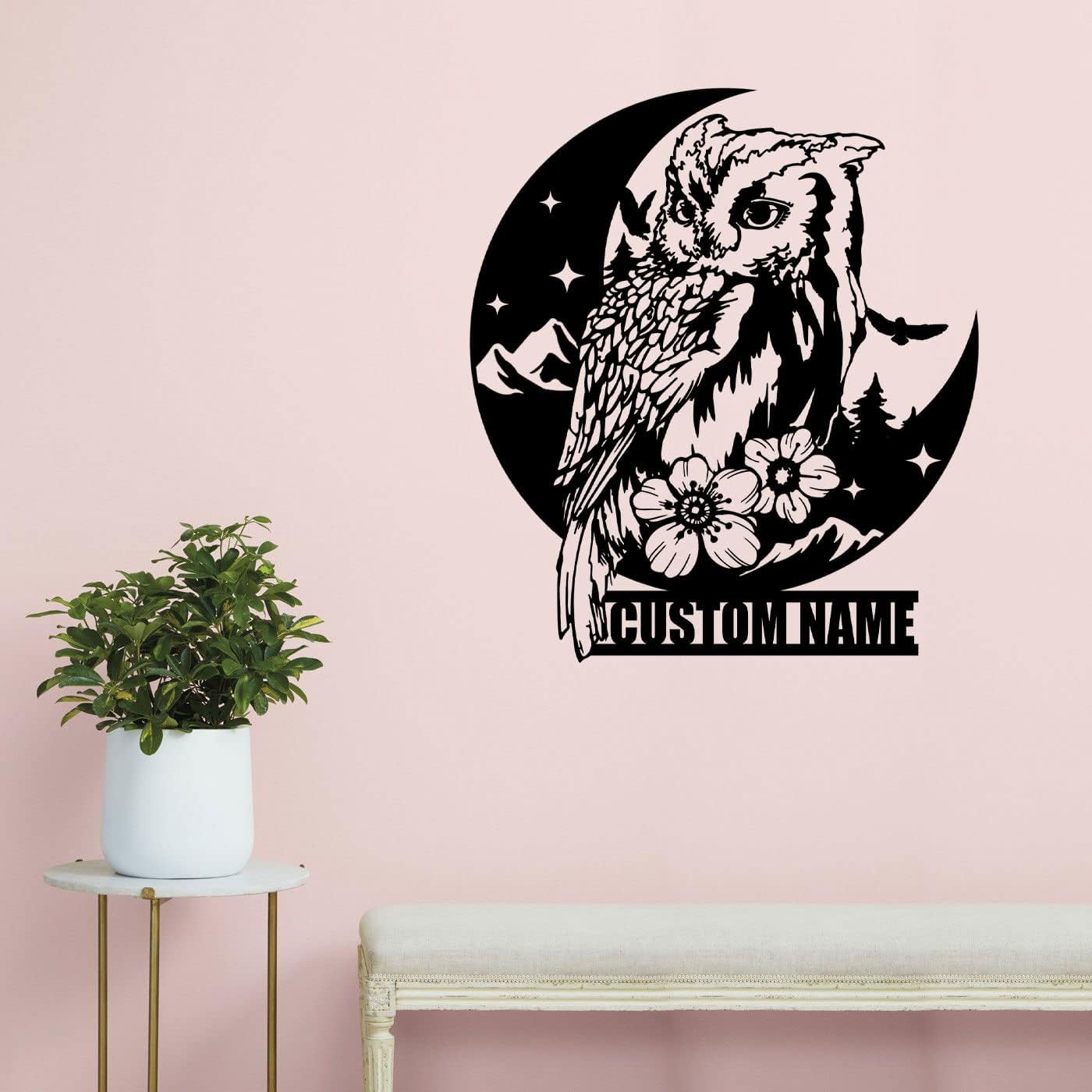Amazon.com: Personalized Metal Owl Sign, Custom Owl Metal Wall Art ...