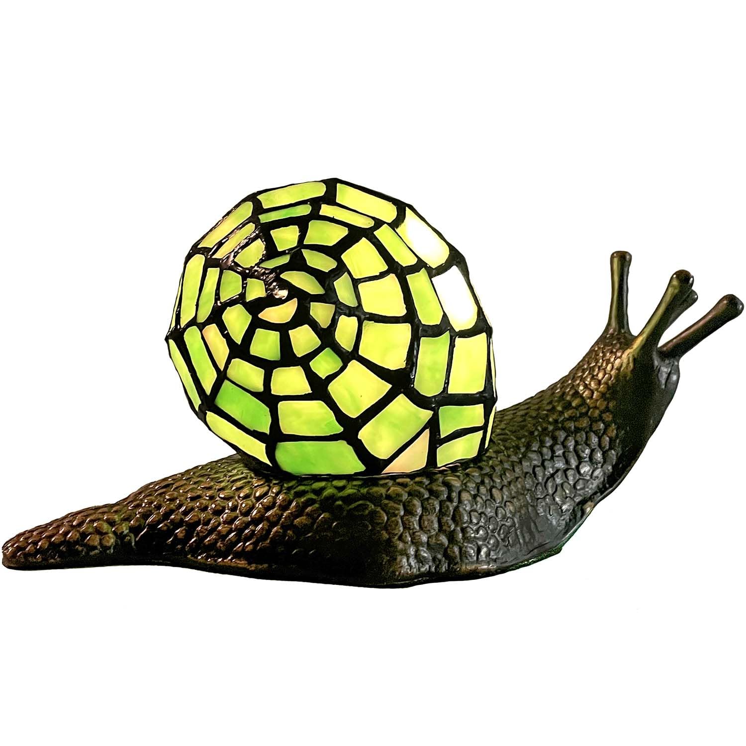 Bieye L10964 Land Snail Tiffany Style Stained Glass Accent Table Lamp ...
