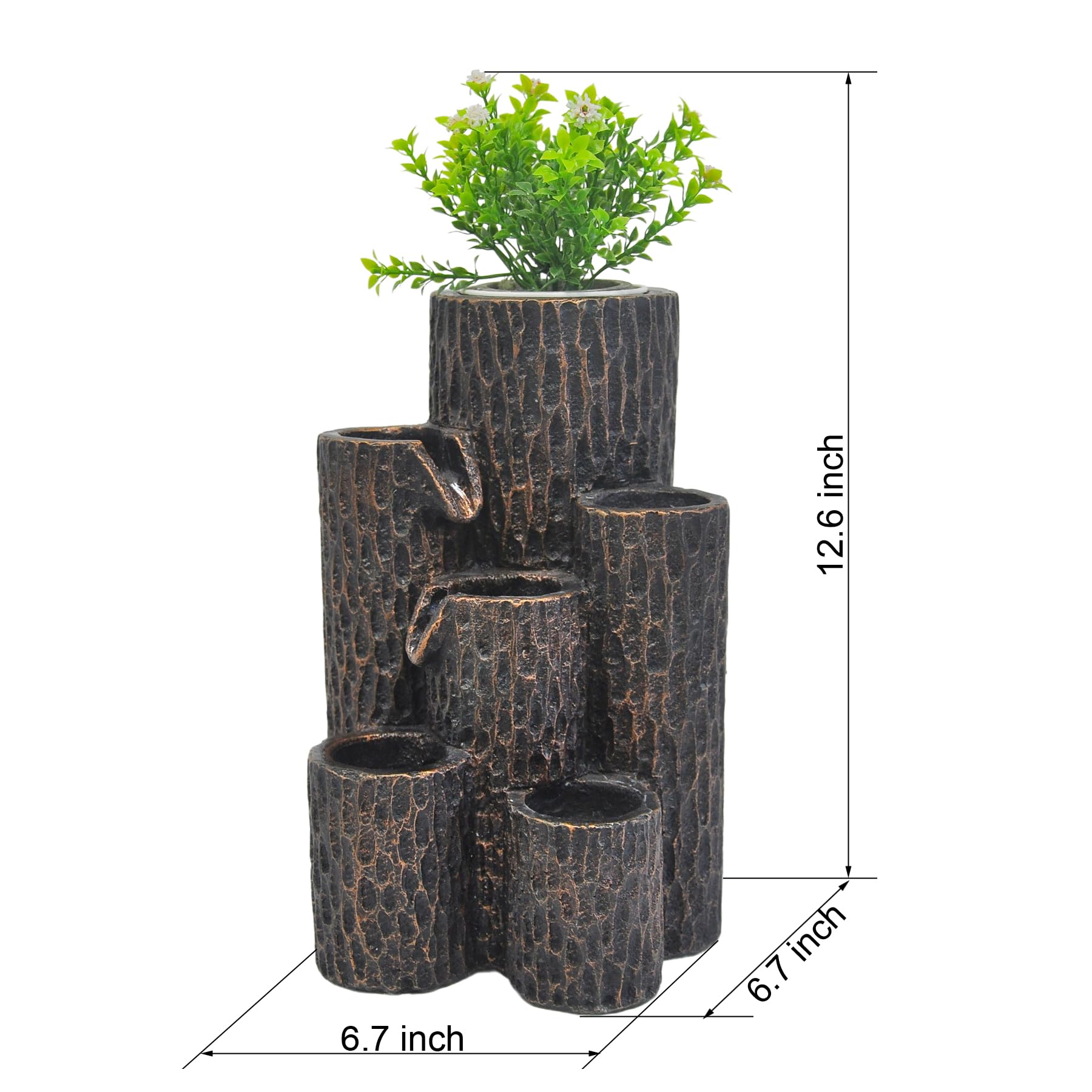 Greyhoo Indoor Water Fountain 3 Tier Column Tabletop Fountain ...