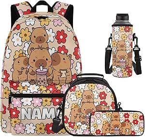 Amazon.com | SCRAWLGOD Capybara Backpack with Lunch Box Set for Girls 6 ...