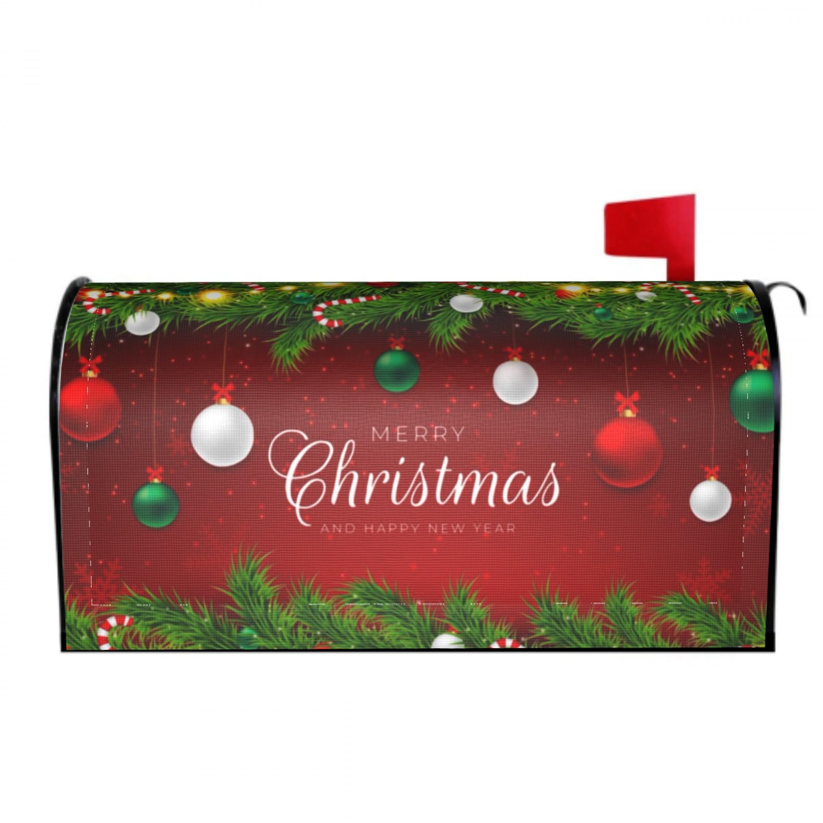 Amazon.com: Sweetshow Merry Christmas Mailbox Cover Standard Size Red ...