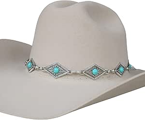 Amazon.com: Diamond Concho Hat Band for Cowboy Hats Adjustable Metal ...
