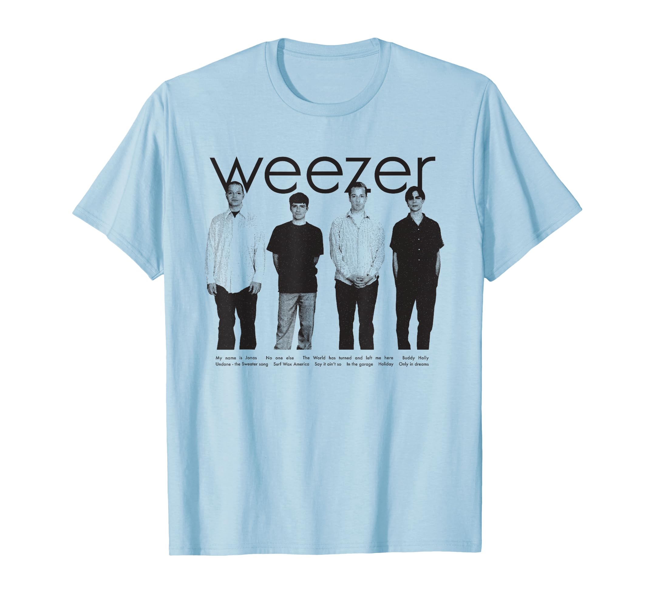 Amazon.com: Weezer - Blue Album Anniversary Tracklist T-Shirt ...