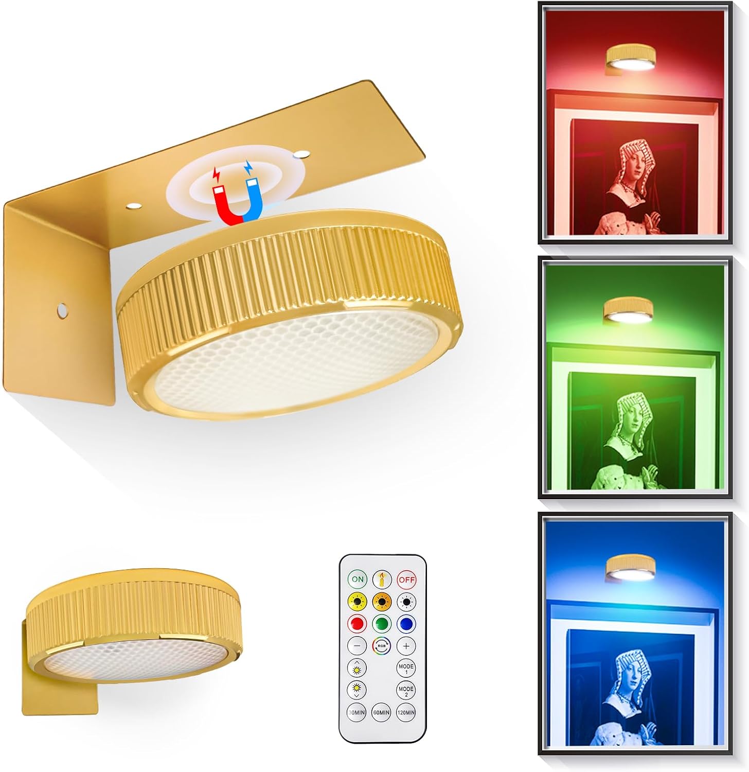 HWAWFSD Wireless Picture Light, 20 RGB Color Magnetic Lights ...