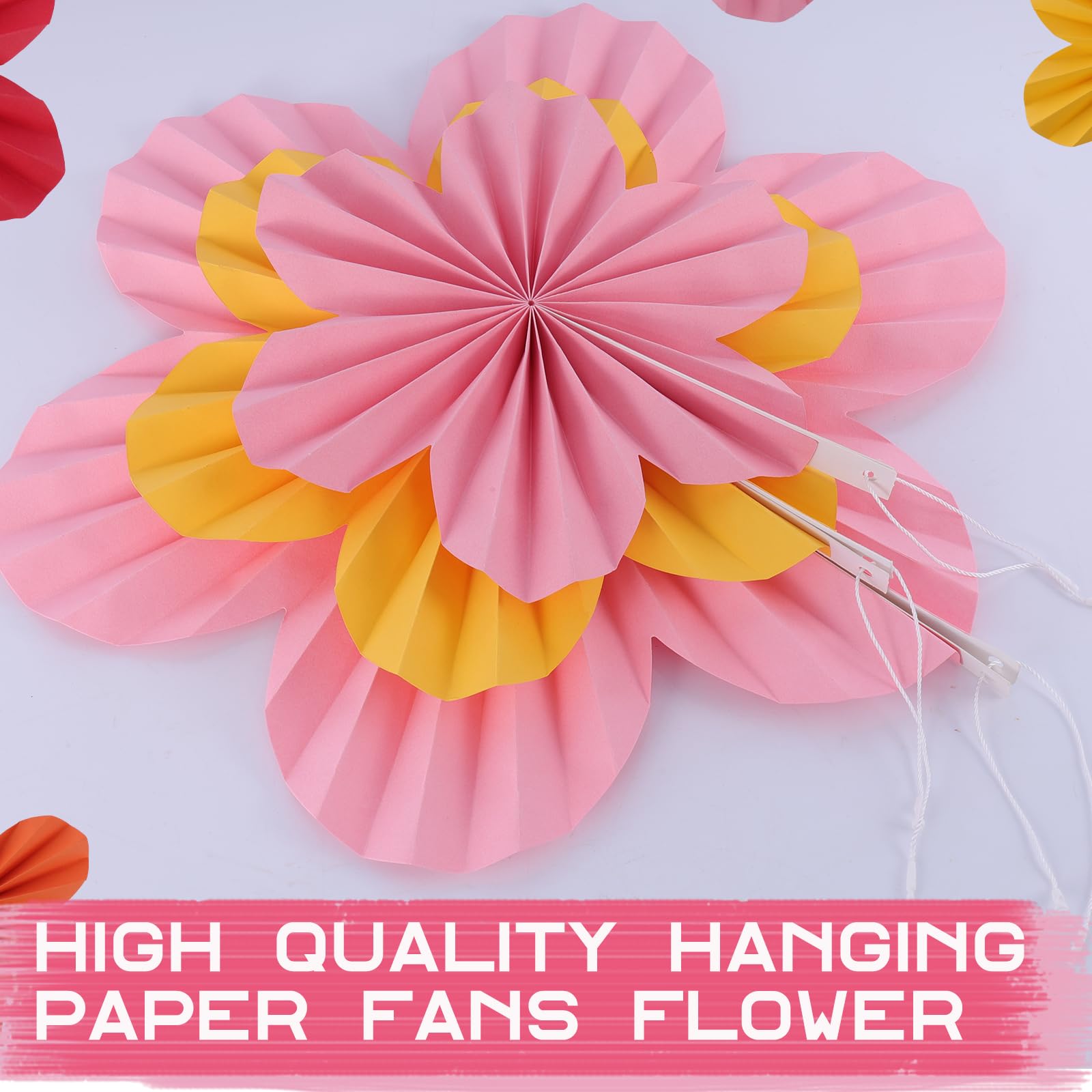 Crepe Paper Pastel Paper Flowers Decorations, Kaluofan 9 PCS Paper Fans ...