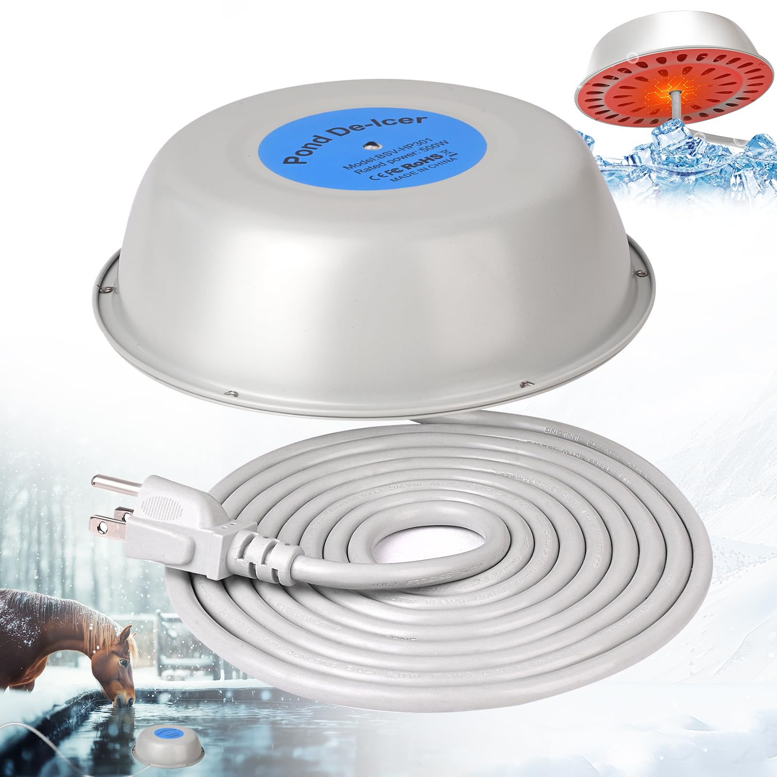Amazon.com : 500W Floating Pond Heater, Thermostatic Control Outdoor ...