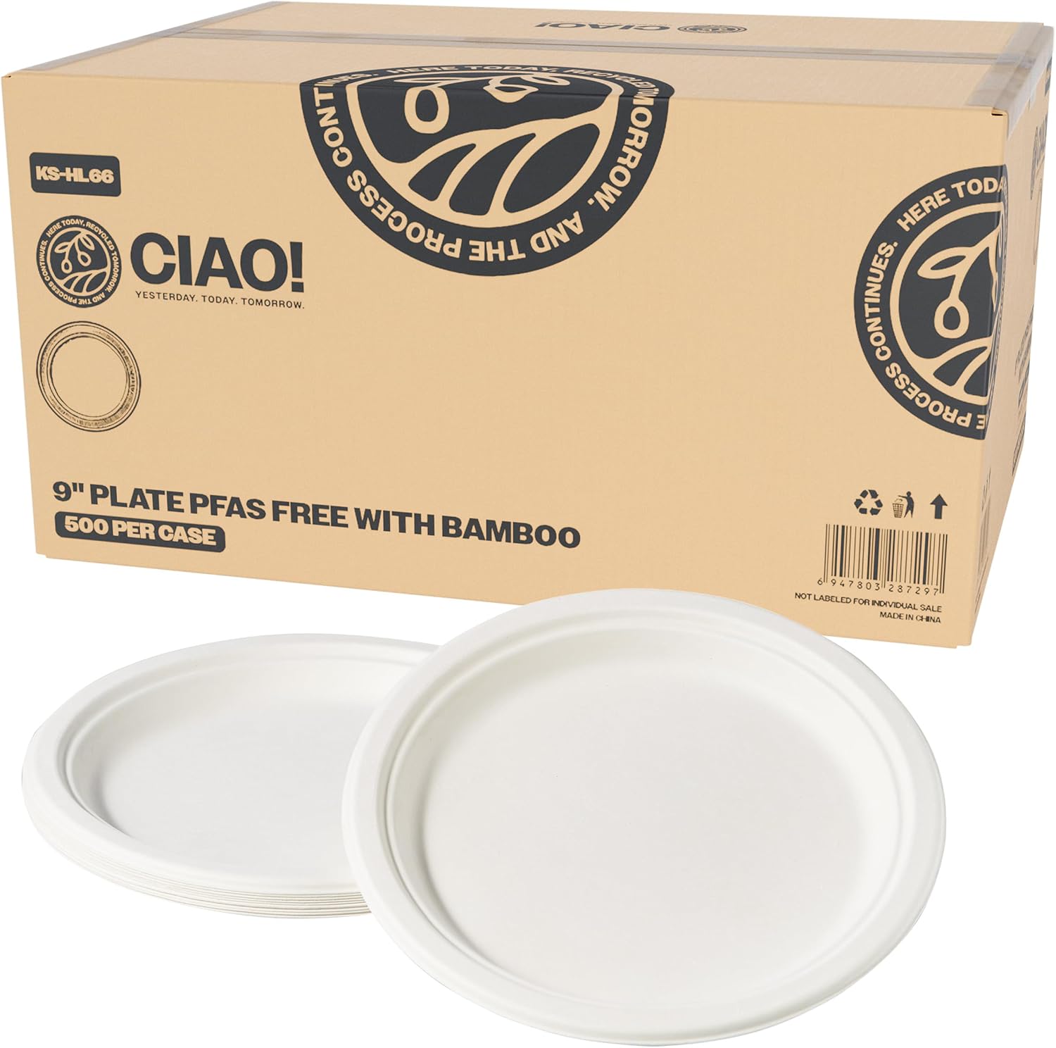Amazon.com: CIAO! 9" Heavy Duty Plate 100% Compostable PFAS Free ...