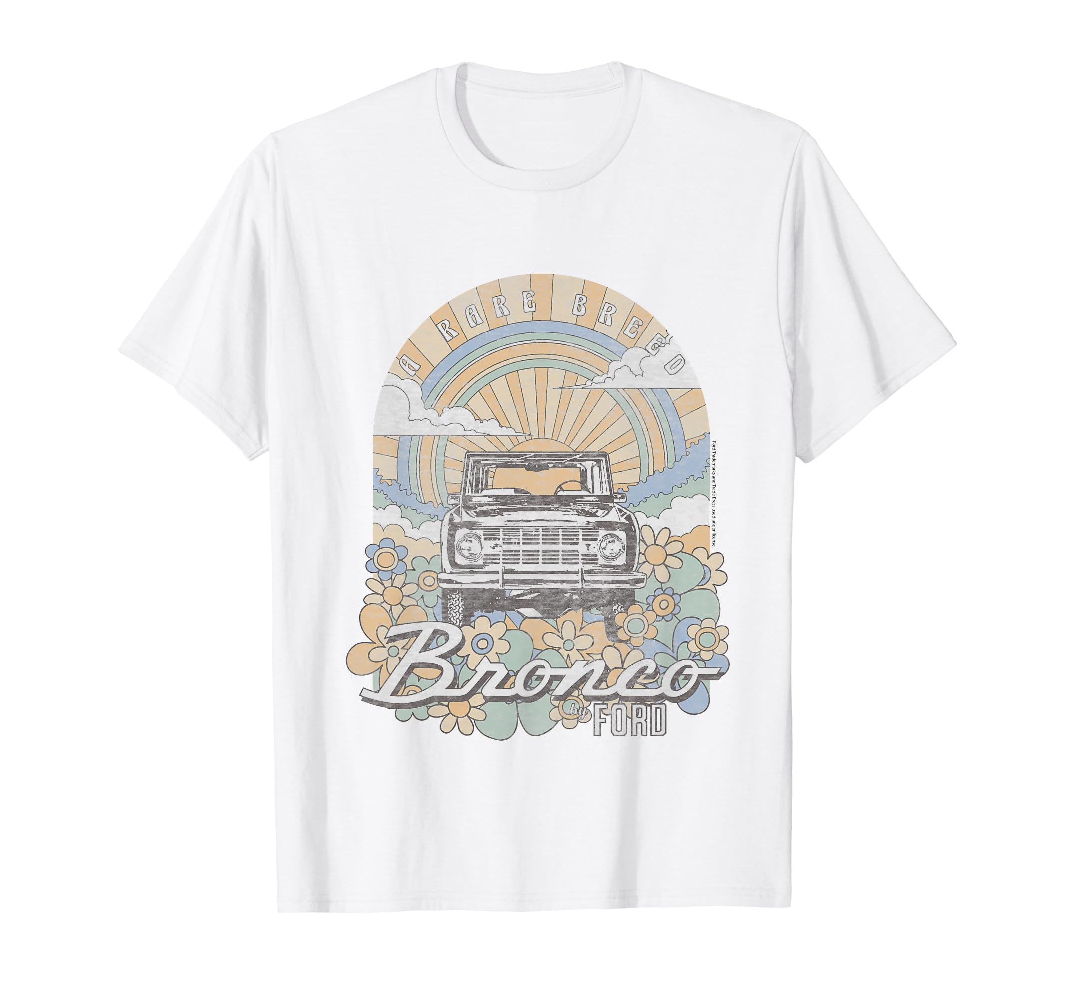 Amazon.com: Ford - Bronco A Rare Breed Retro Flowers And Sun T-Shirt ...