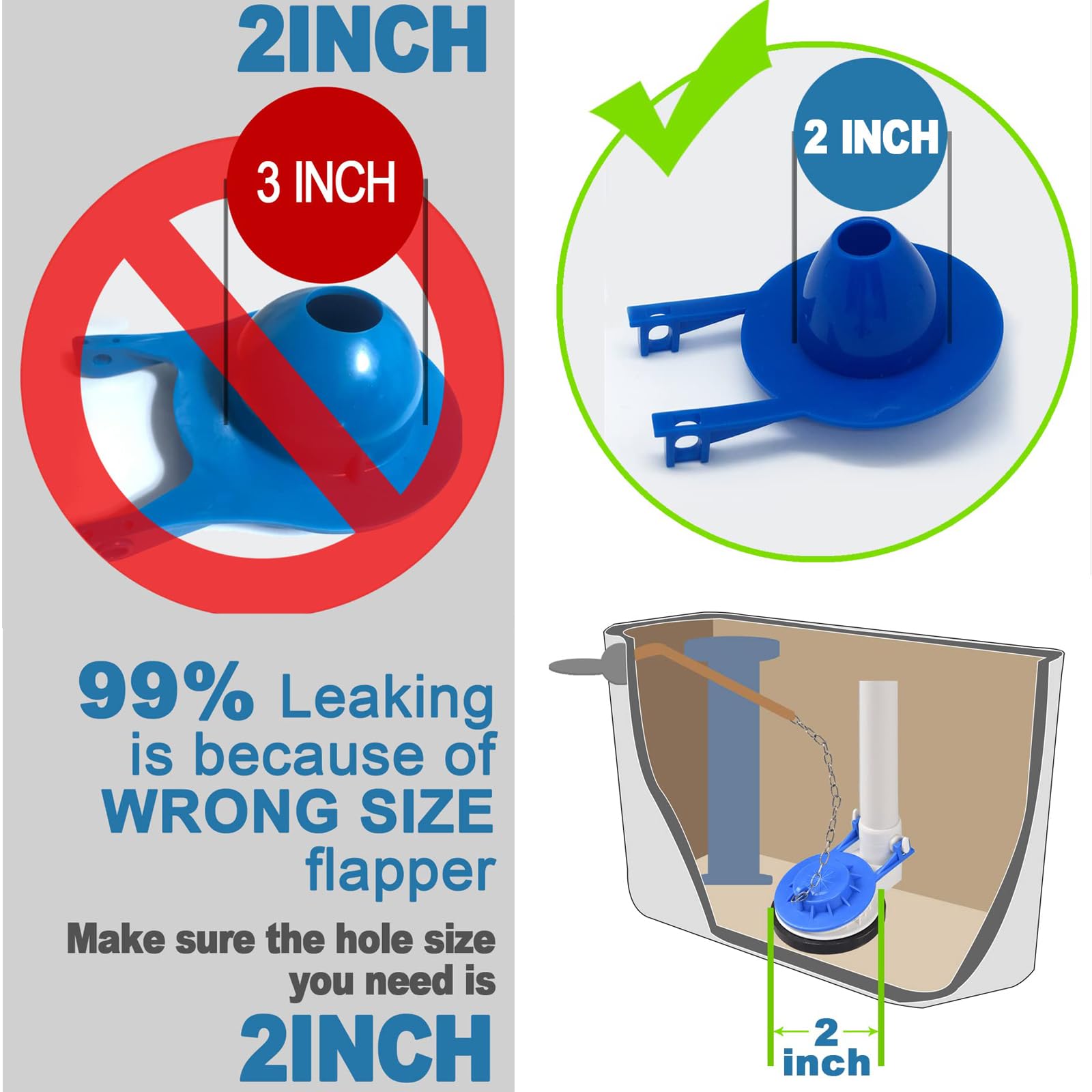 Snapklik.com : Universal Toilet Flapper Replacement Kit - 2 Inch ...