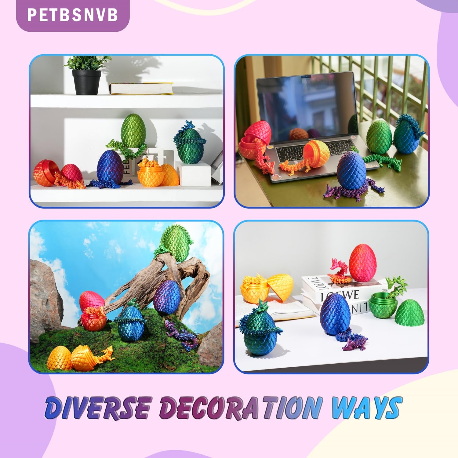 Snapklik.com : PETBSNVB 12" 3D Printed Dragon In Easter Eggs, Basket ...