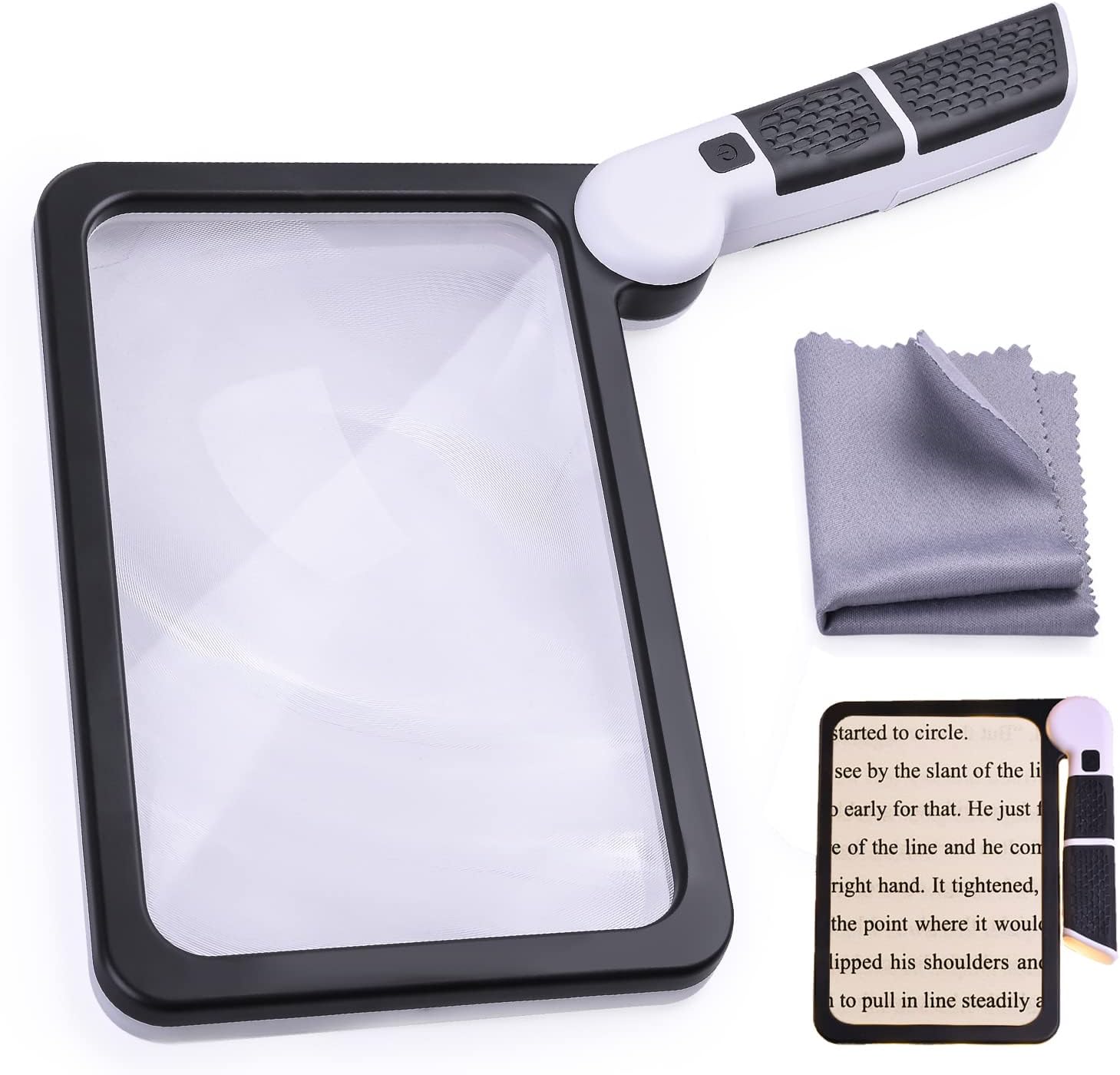 Lupe mit Licht, 5-fache Faltung, groß, rechteckig, Leselupe mit dimmbar ...