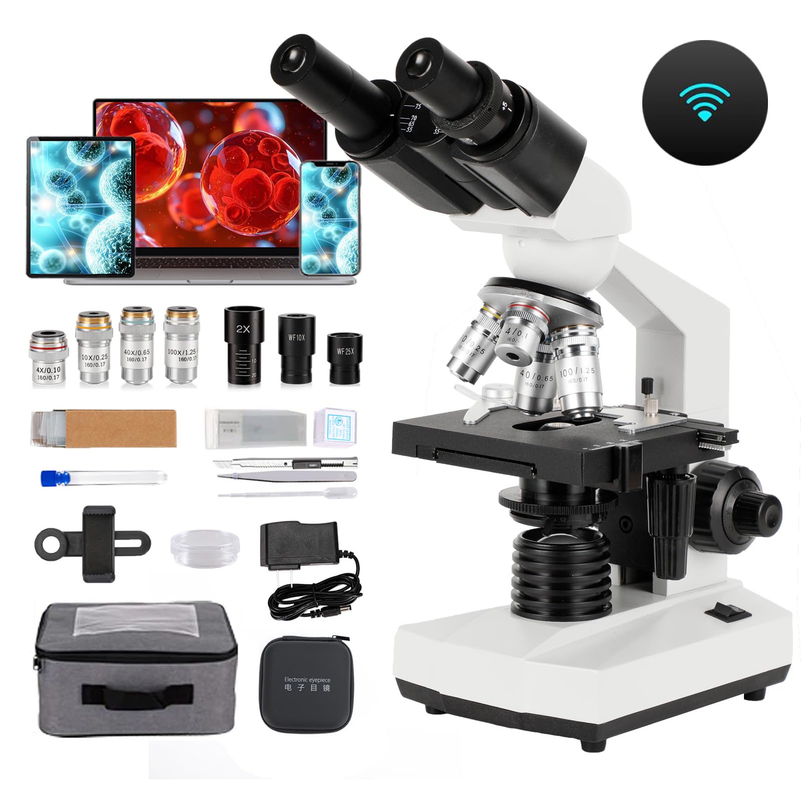 Amazon.com: FULENIAO Binocular Compound Microscope, 40X-5000X ...