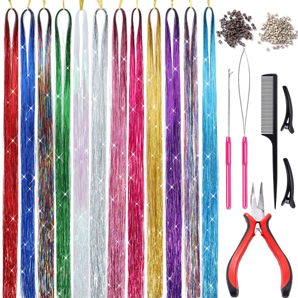 Amazon.com : Hair Tinsel Kit with Tools 47Inch Hair Tinsel Heat ...