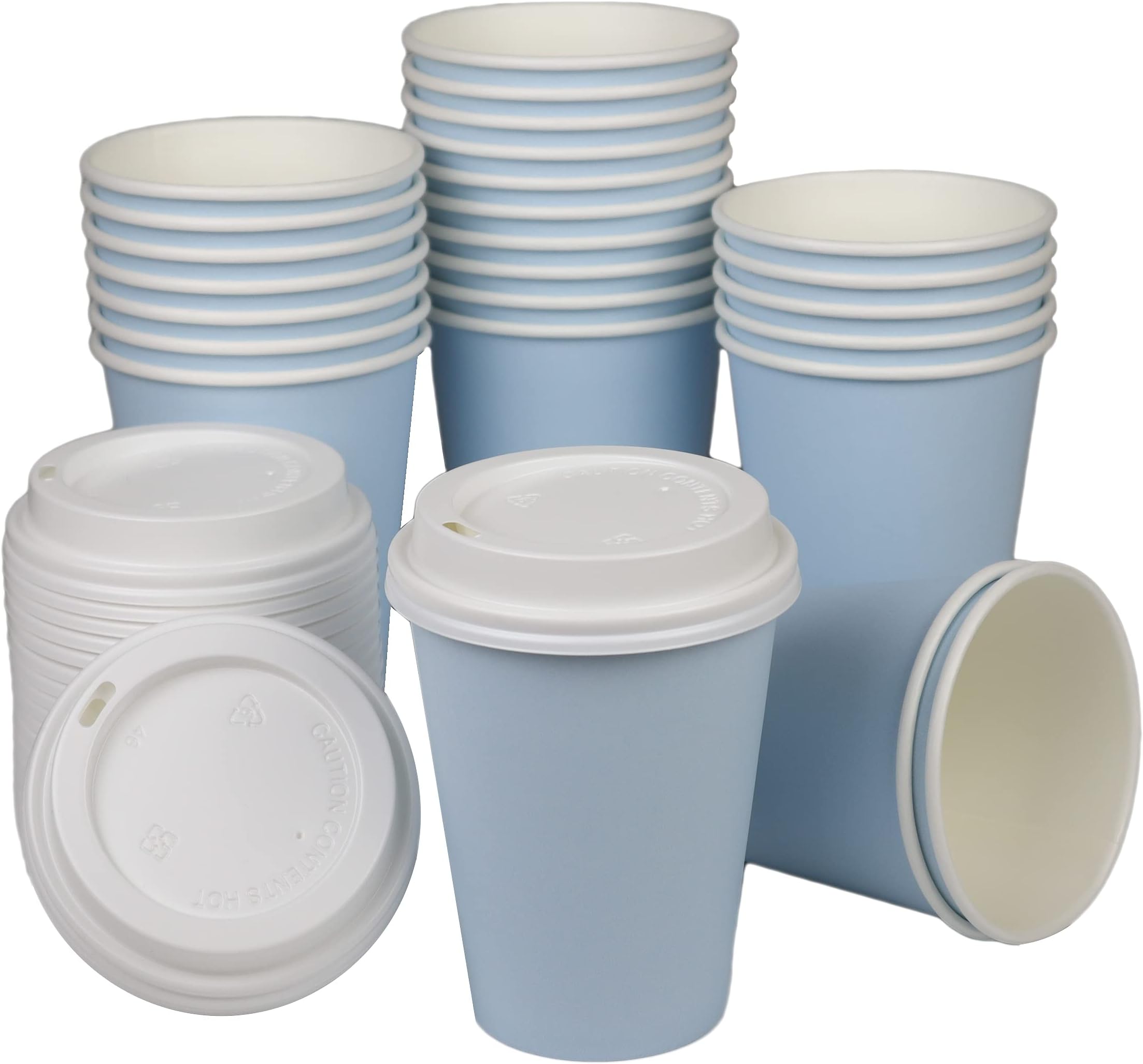 Amazon.com: Glowcoast Disposable Coffee Cups With Lids - 12 oz To Go ...