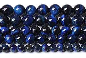 Amazon.com: 90PCS 8mm Lapis Lazuli Blue Tiger Eye Beads Natural Stone Round Loose Beads Energy ...