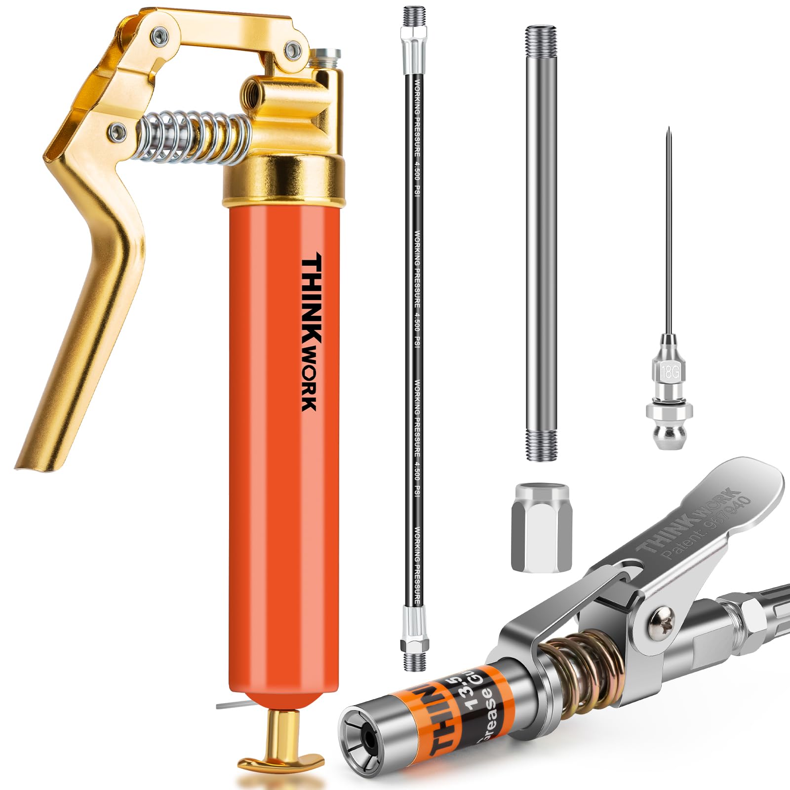 Snapklik.com : THINKWORK Mini Grease Gun Kit For 3 Oz Tubes, 3000 PSI ...