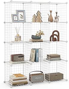 Giantex Metal Wire Cube Storage, 12-Cube Stackable Free Standing Cubby ...