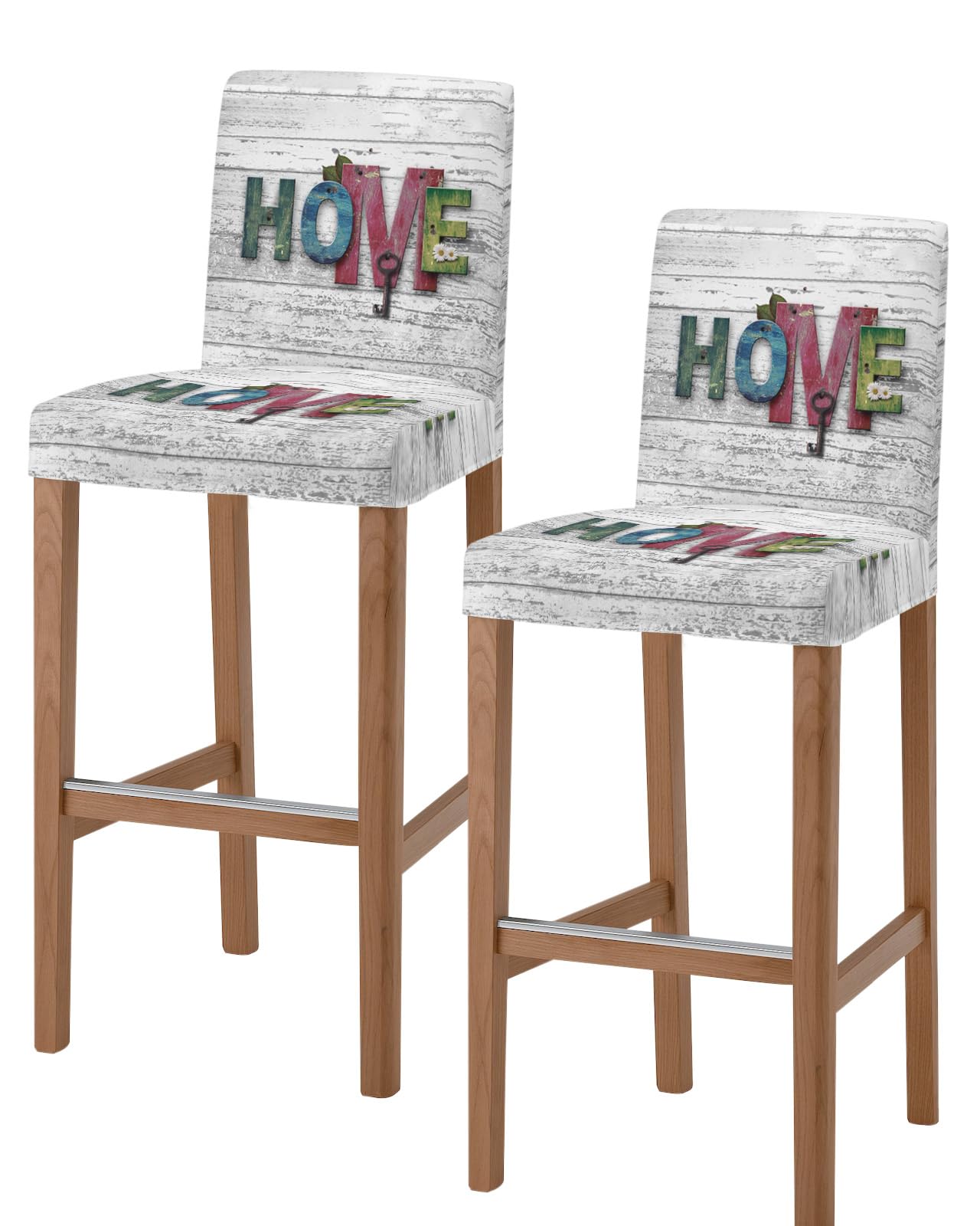 Printed Word Fabric Bar Stools