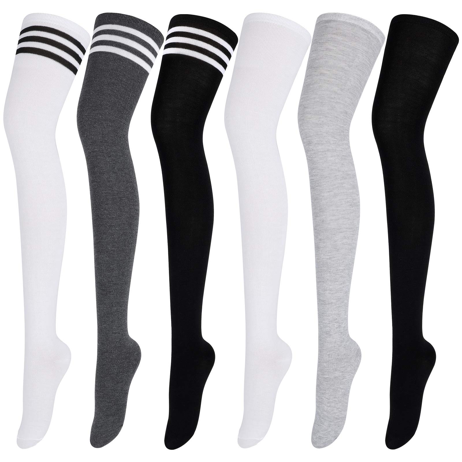 Buy Aneco6 Pairs Extra Long Socks Long Boot Stockings Thigh High Socks ...