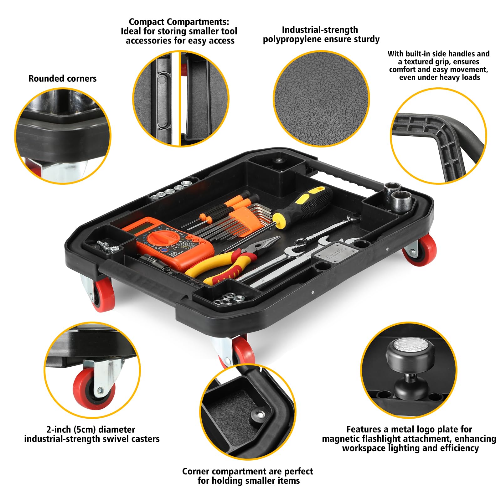 Snapklik.com : ELAFROS Tool Creeper Rolling Tool Tray