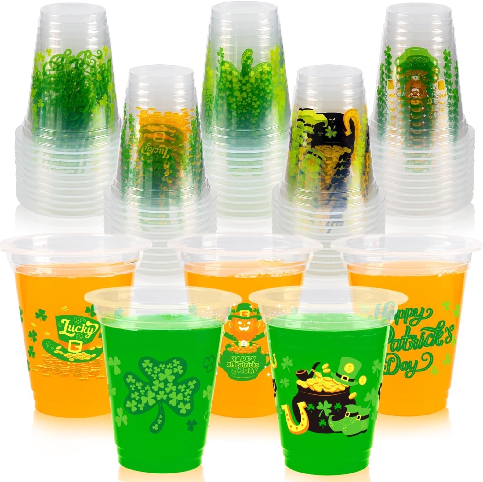 Amazon.com: Aoriher 100 Pcs 12 oz St Patrick's Day Shamrock Cups ...