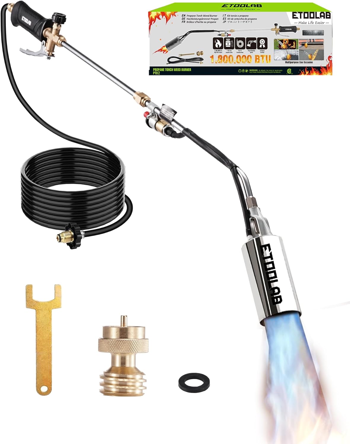 Amazon.com: Propane Torch Weed Burner Kit, ETOOLAB Weed Torch Output ...