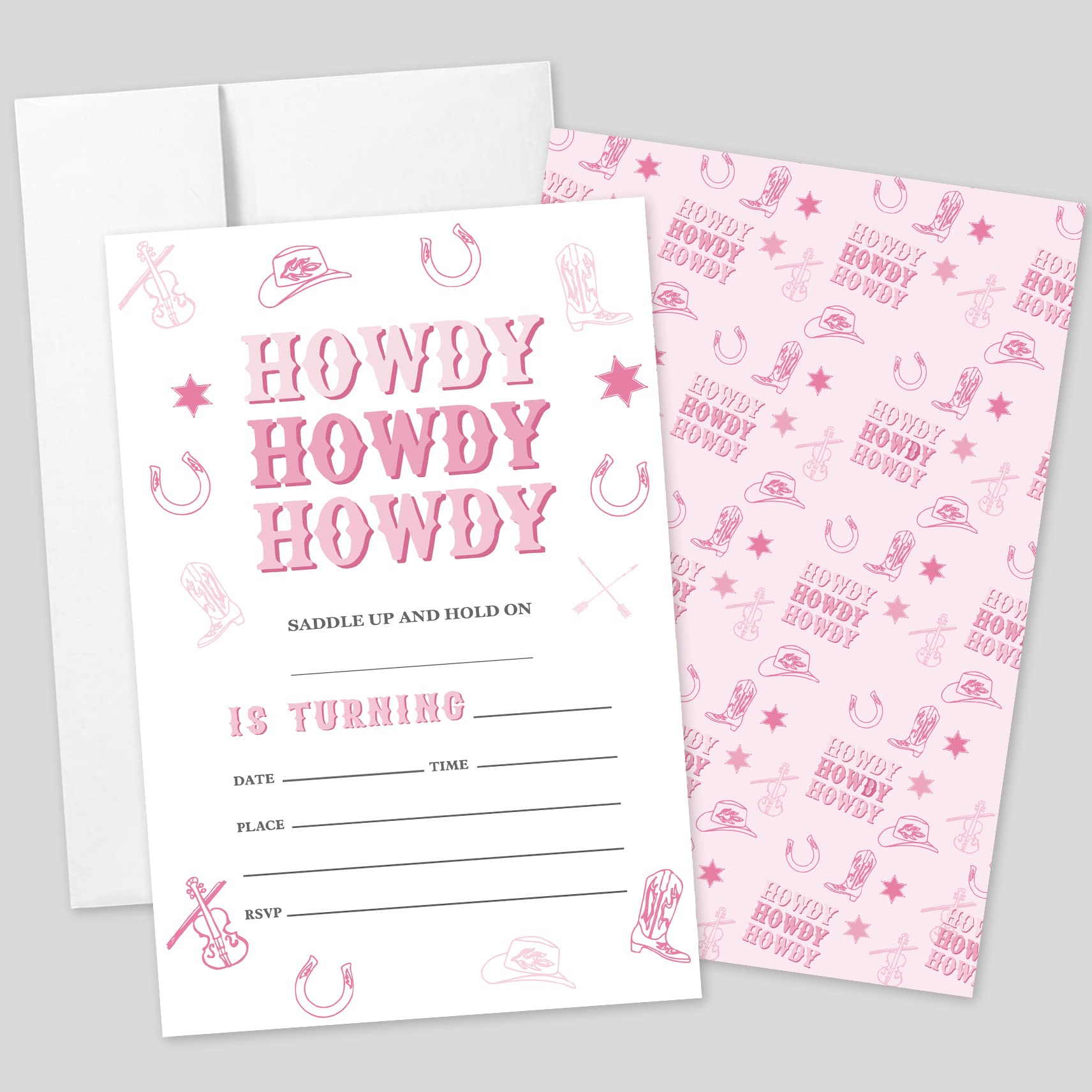 Amazon.com : AEHIE Wild West Cowgirl Preppy Birthday Party Invitations ...