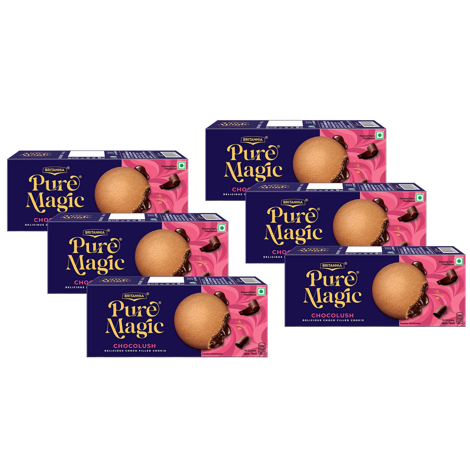 Britannia Pure Magic Chocolush Choco Filled Cookies, 75g Pack of 6 ...