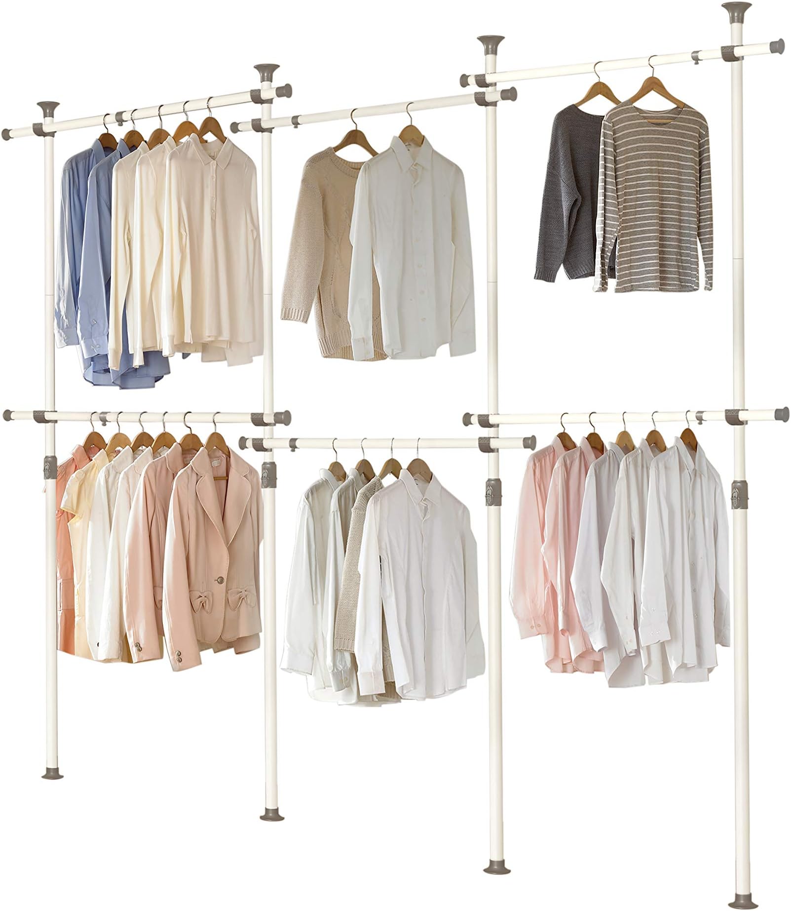 Amazon.com: Ejoyous Double Rod Adjustable Clothes Hanger, Carbon Steel ...