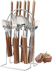 Amazon.com: Stainless Steel Flatware Set, 24 Pieces Silverware Cutlery ...