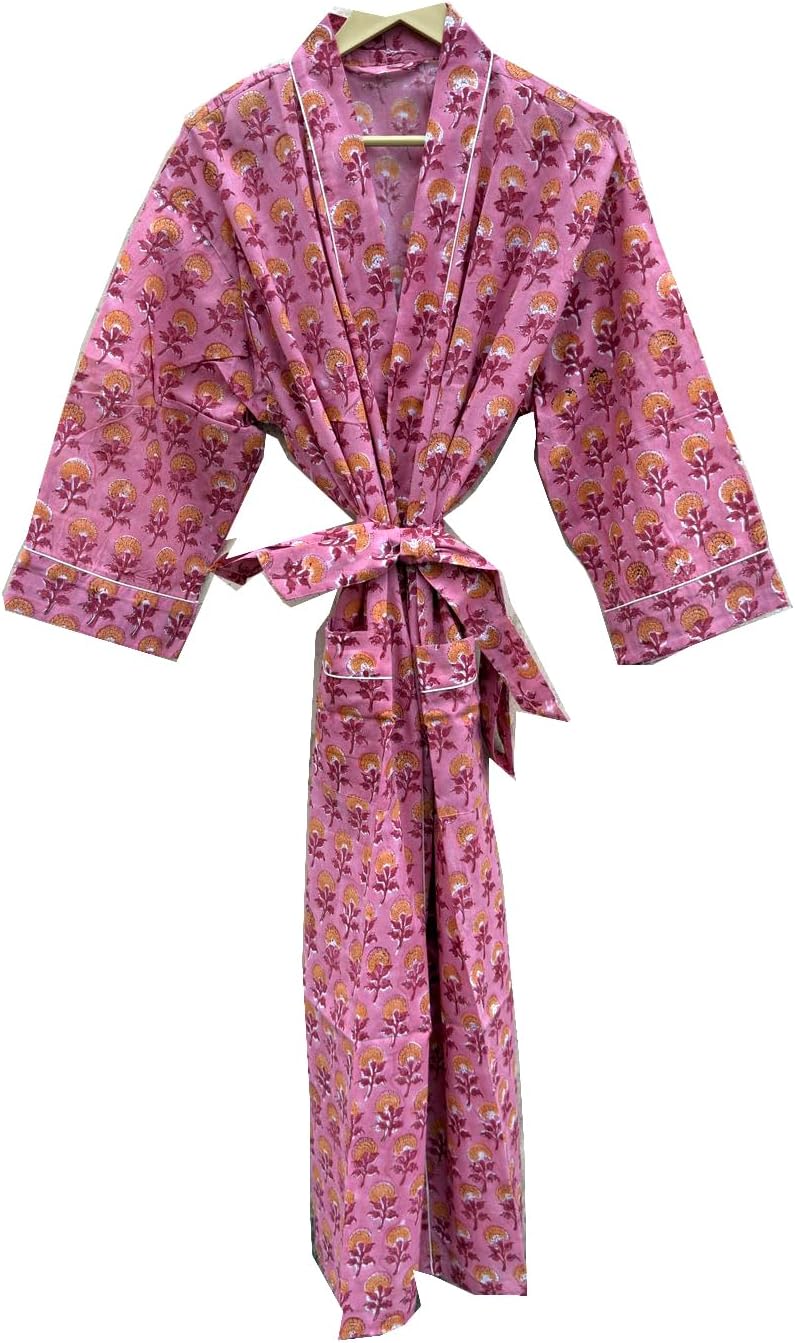 Womens Robe 100% Cotton Bathrobe Kimono Spa Shower Bath Robe for Women ...