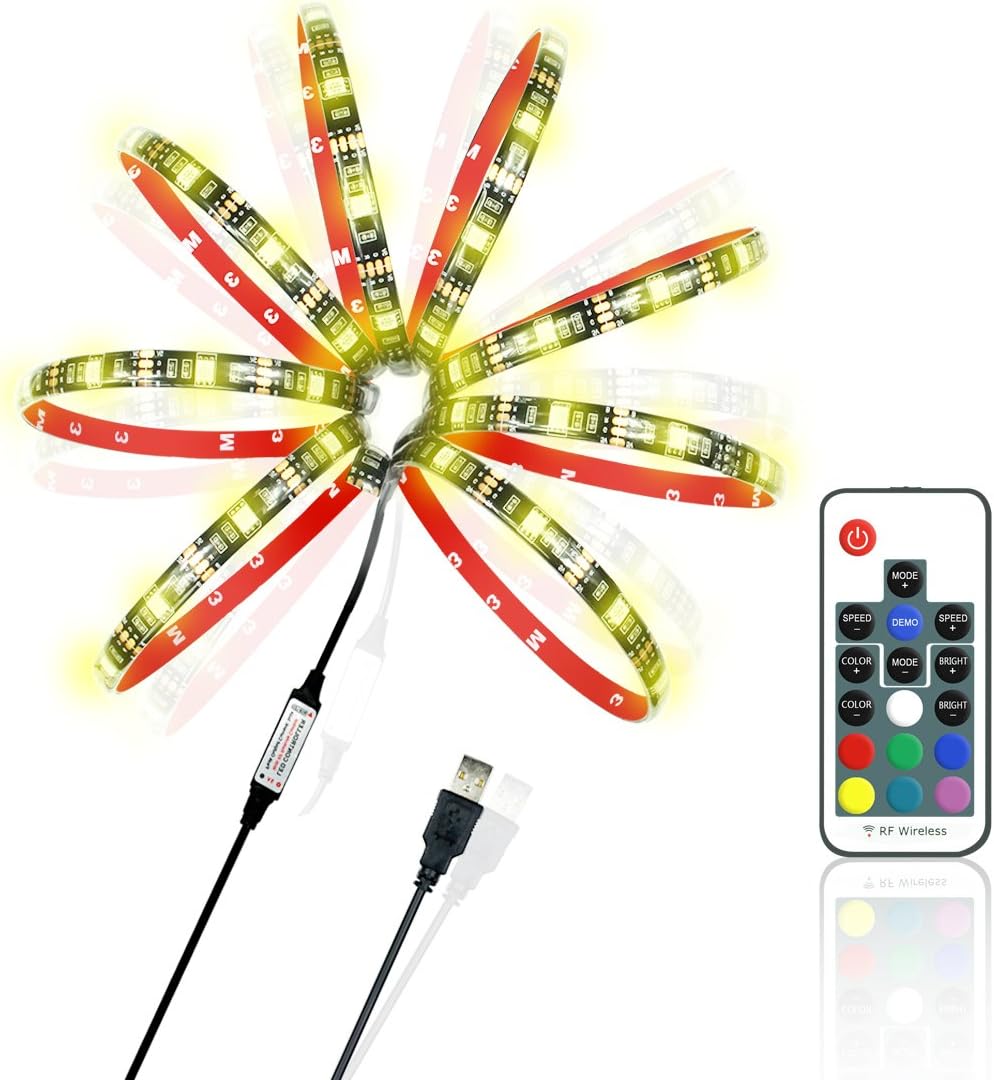 Amazon.com : Achivy USB LED Strip Light-118 inches/3M 20 Colors RGB ...